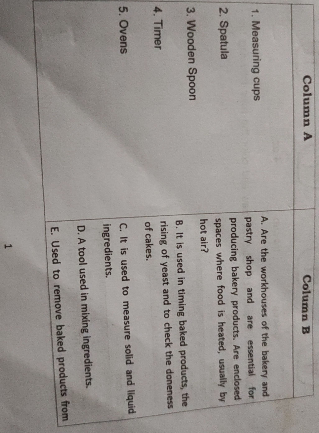 Match the items in Column A with their | StudyX