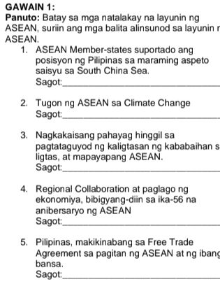 GAWAIN 1: Panuto: Batay sa mga natalakay na | StudyX