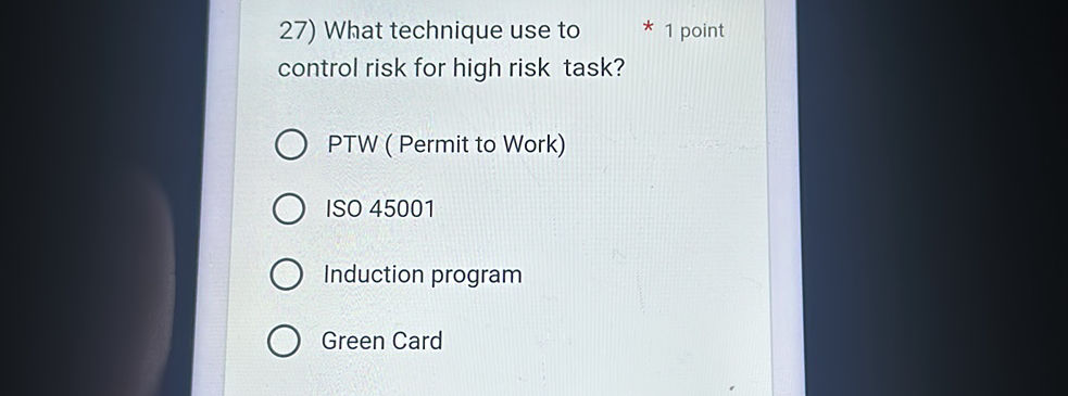 27) What technique use to control risk for | StudyX