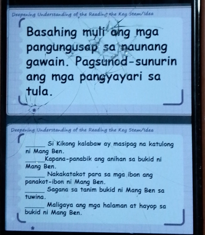 Basahing muli ang mga pangungusap sa naunang | StudyX