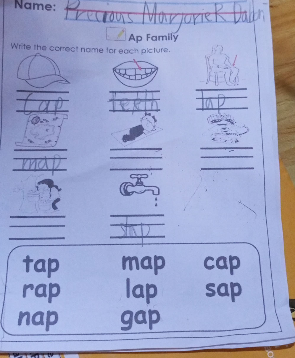 Write the correct name for each picture. | StudyX