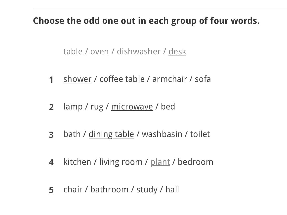 Choose the odd one out in each group of four | StudyX