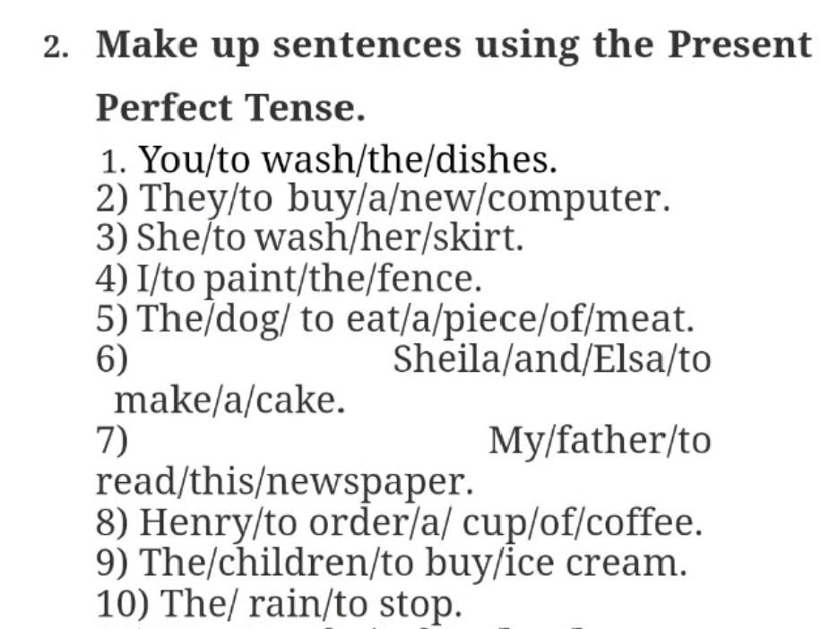 2. Make up sentences using the Present | StudyX
