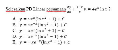 Selesaikan PD Linear persamaan $ {dy}{dx} + | StudyX