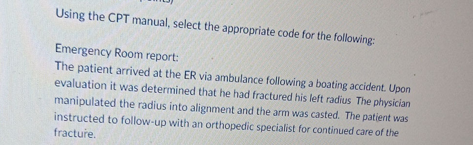 Using the CPT manual, select the appropriate | StudyX