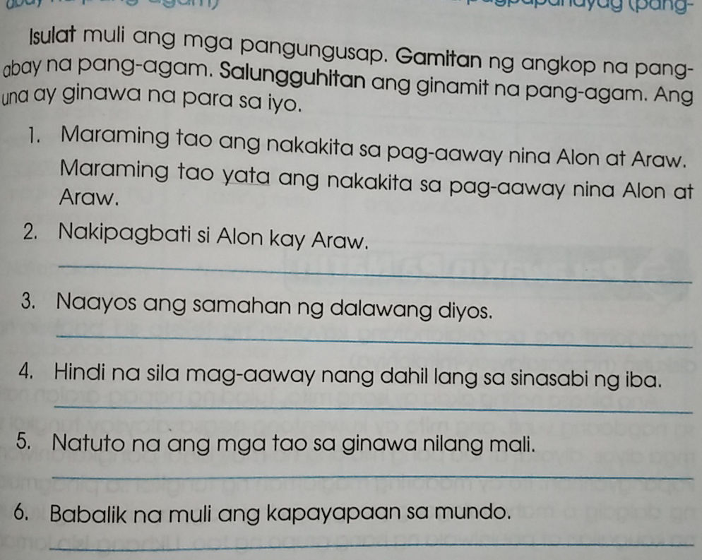 Isulat muli ang mga pangungusap. Gamitan ng | StudyX