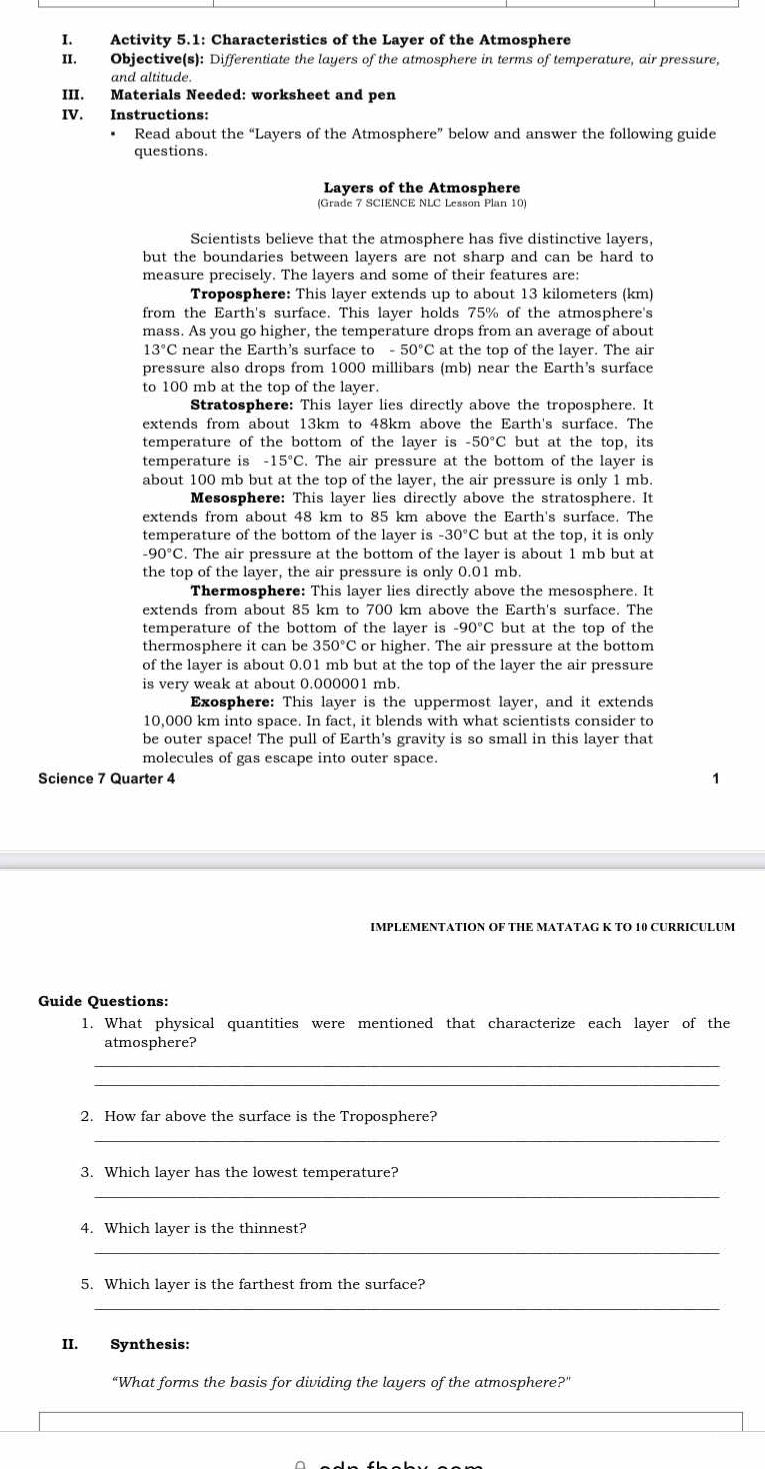 Guide Questions: 1. What physical | StudyX