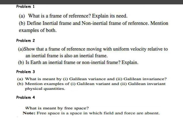 Problem 1 (a) What is a frame of reference? | StudyX