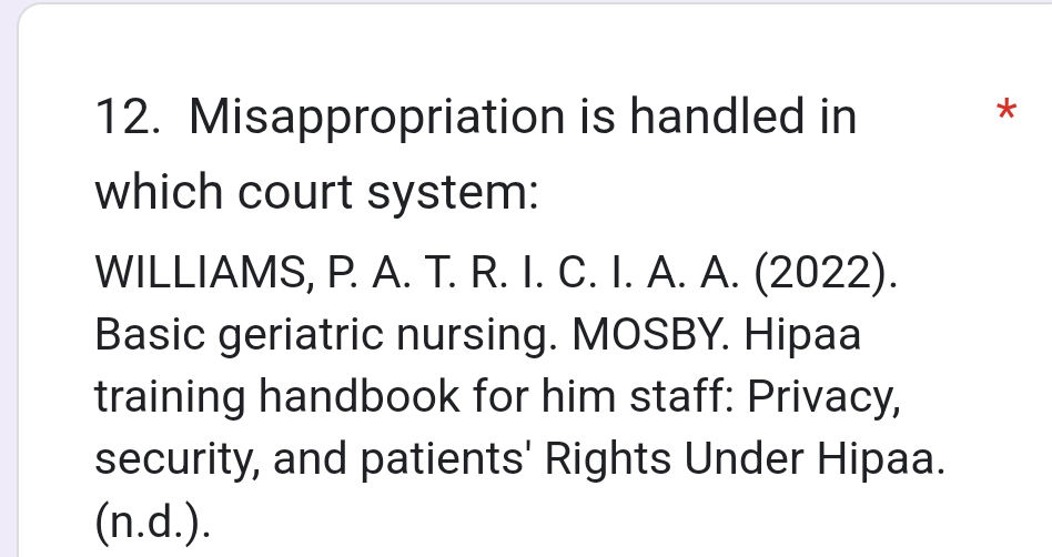 12. Misappropriation is handled in which | StudyX