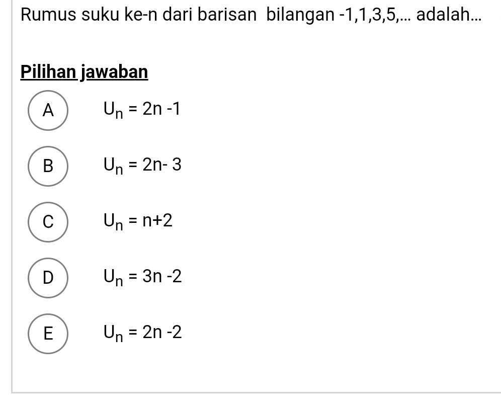 Rumus suku ke-n dari barisan bilangan | StudyX