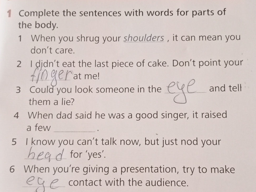 1 Complete the sentences with words for | StudyX