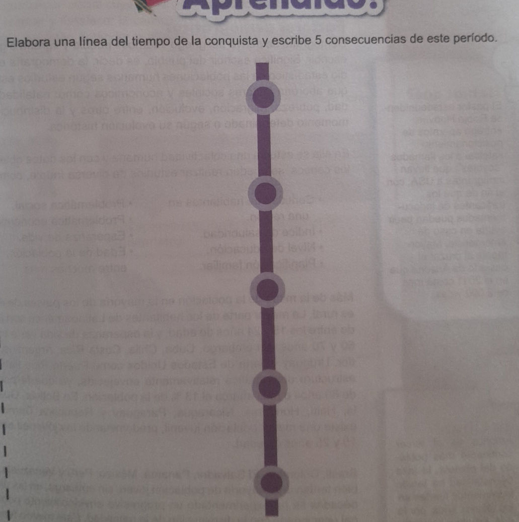 Elabora una línea del tiempo de la conquista | StudyX
