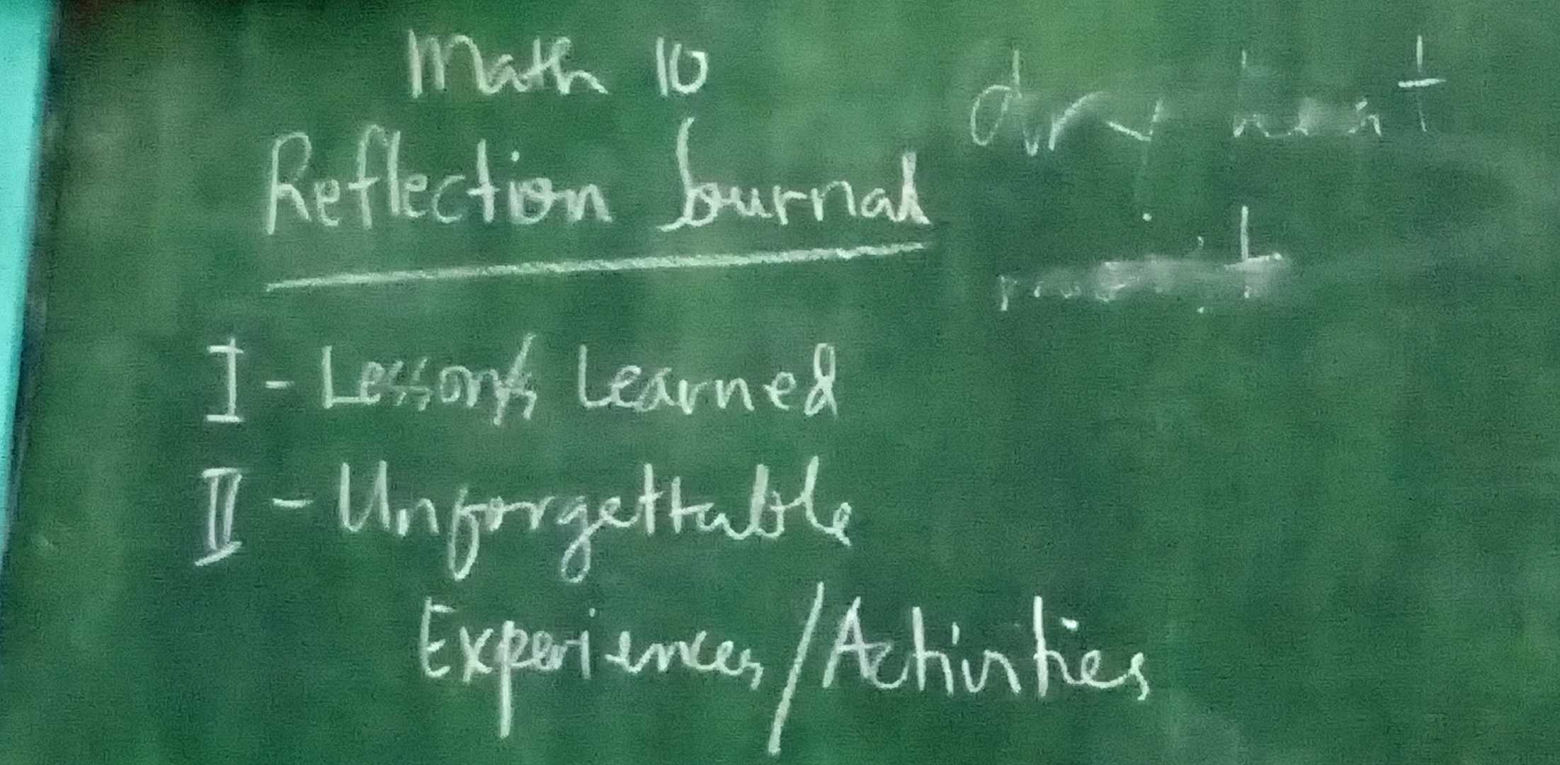 Math 10 Reflection Journal I- Lessons | StudyX