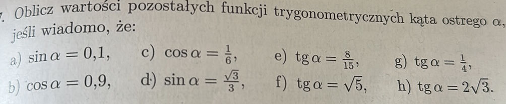 Oblicz wartości pozostałych funkcji | StudyX