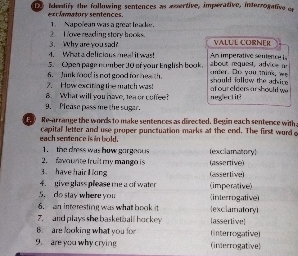 D. Identify the following sentences as | StudyX