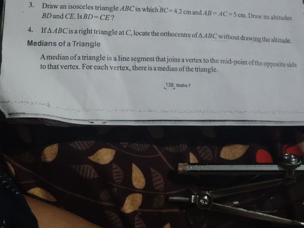 3. Draw an isosceles triangle ABC in which | StudyX