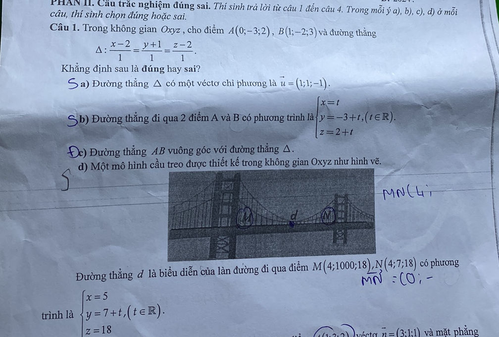 Câu 1. Trong không gian Oxyz, cho điểm | StudyX