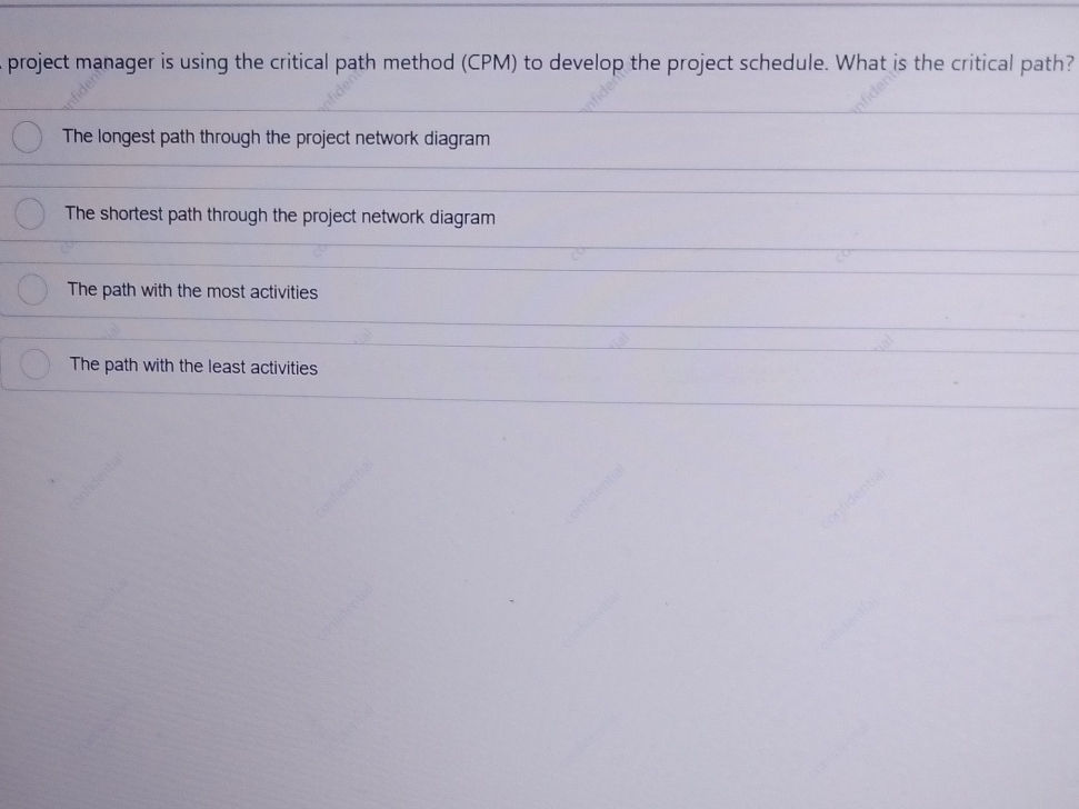 A project manager is using the critical path | StudyX