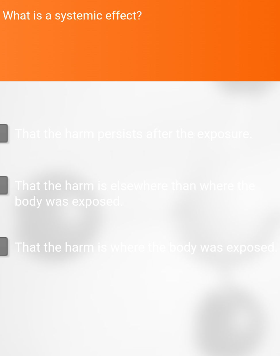 What is a systemic effect? That the harm | StudyX