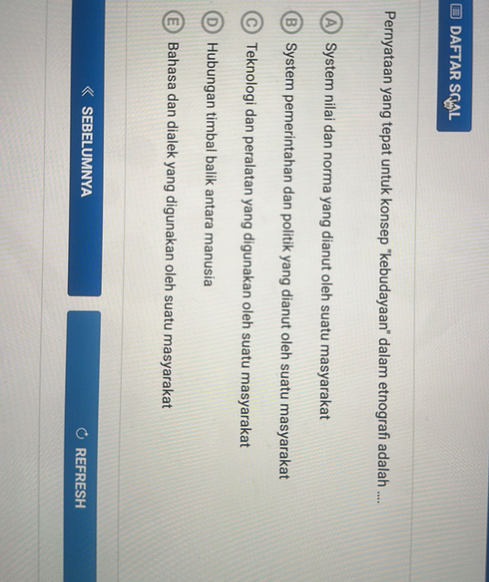 Pernyataan yang tepat untuk konsep | StudyX