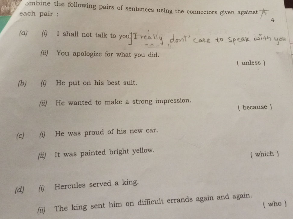 Combine the following pairs of sentences | StudyX