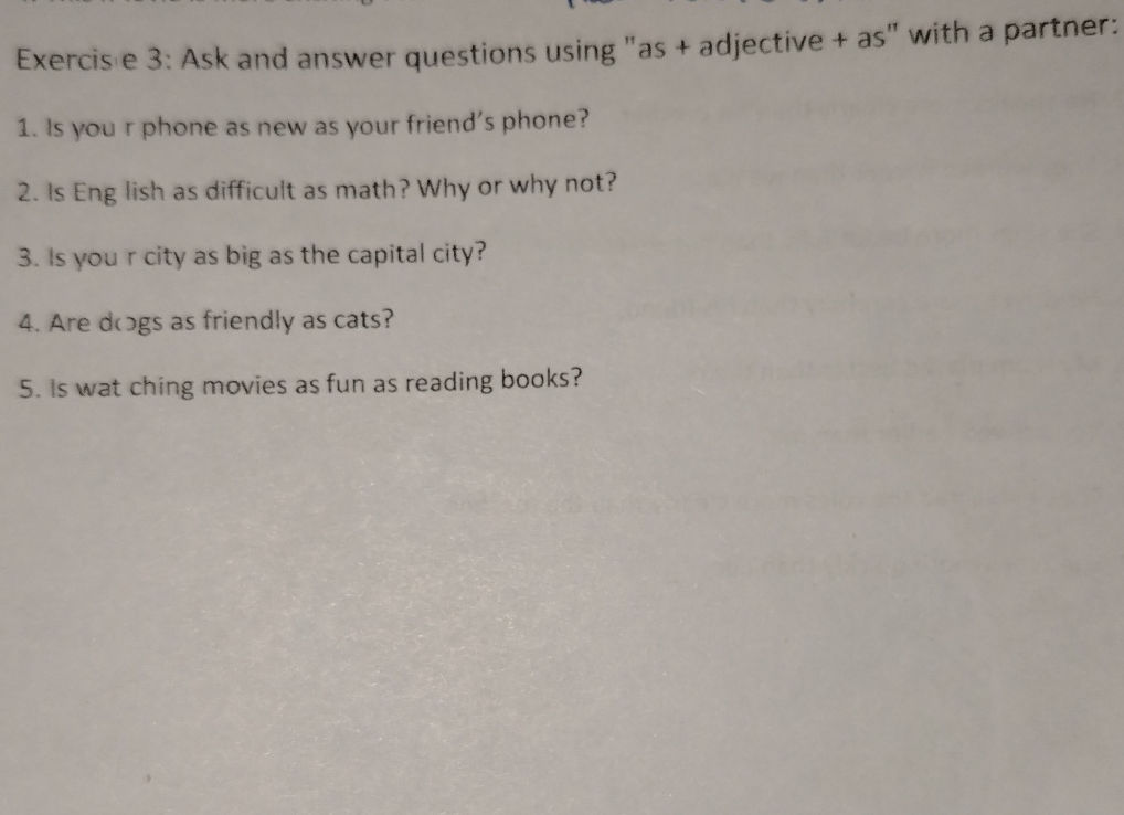 Exercise 3: Ask and answer questions using | StudyX