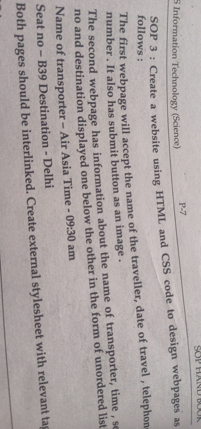 SOP 3 : Create a website using HTML and CSS | StudyX