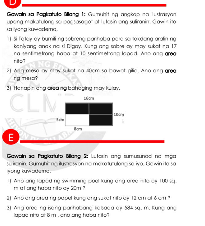 Gawain sa Pagkatuto Bilang 1: Gumuhit ng | StudyX