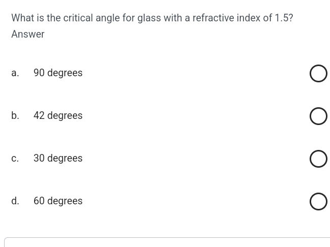 What is the critical angle for glass with a | StudyX