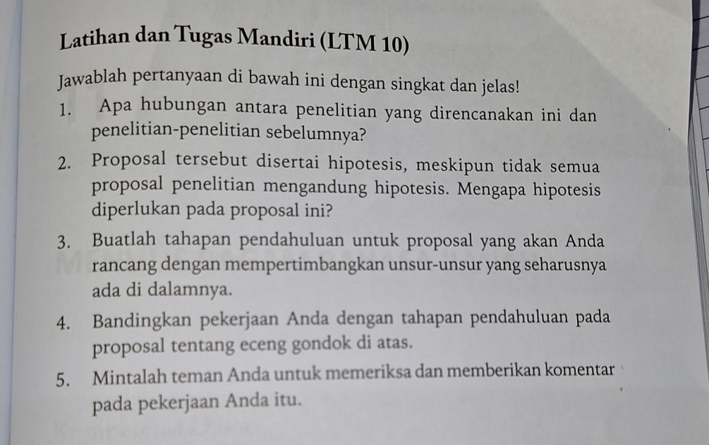 Latihan dan Tugas Mandiri (LTM 10) Jawablah | StudyX