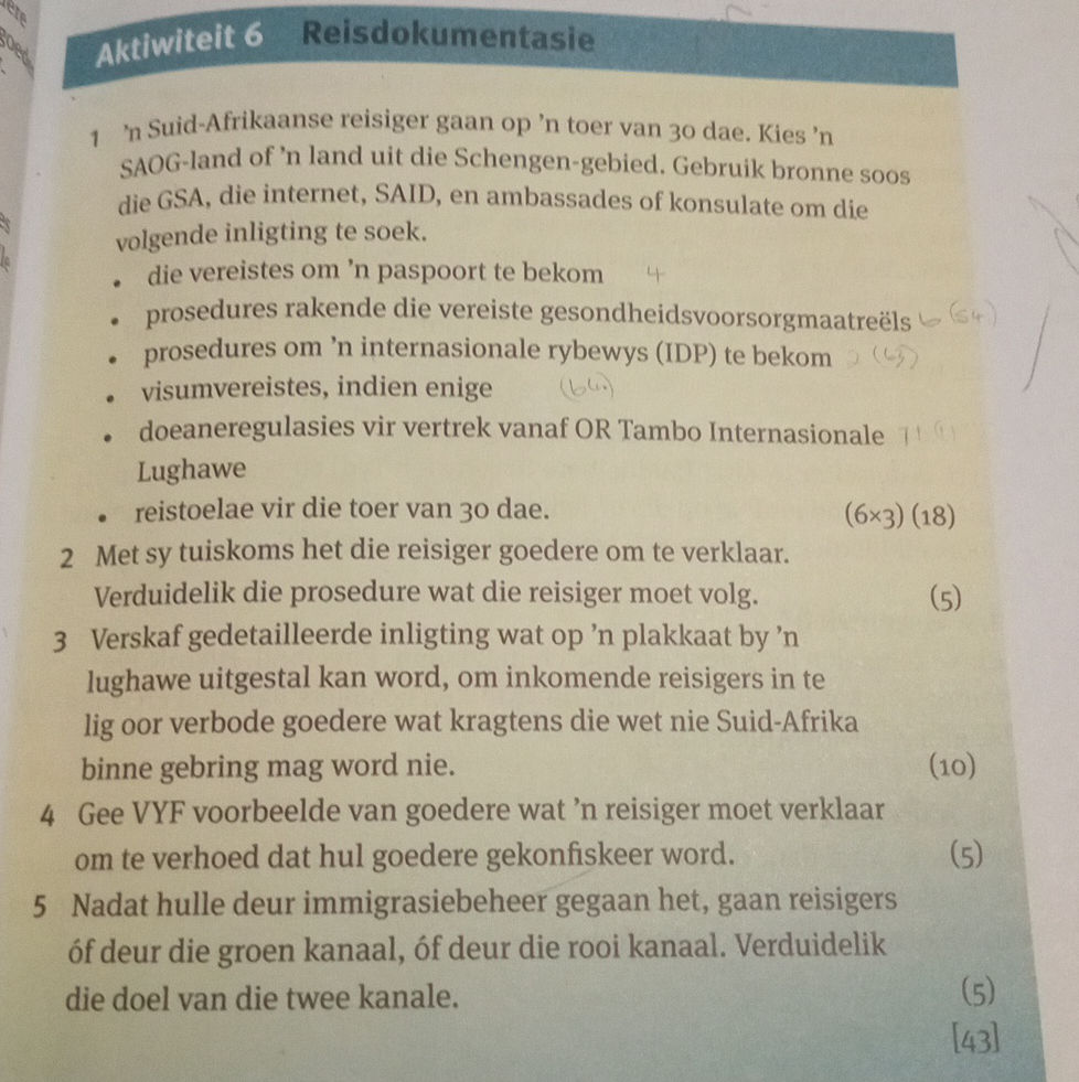 1. 'n Suid-Afrikaanse reisiger gaan op 'n | StudyX