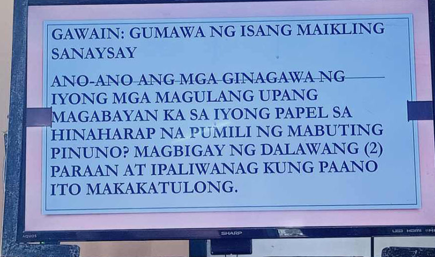 GAWAIN: GUMAWA NG ISANG MAIKLING SANAYSAY | StudyX