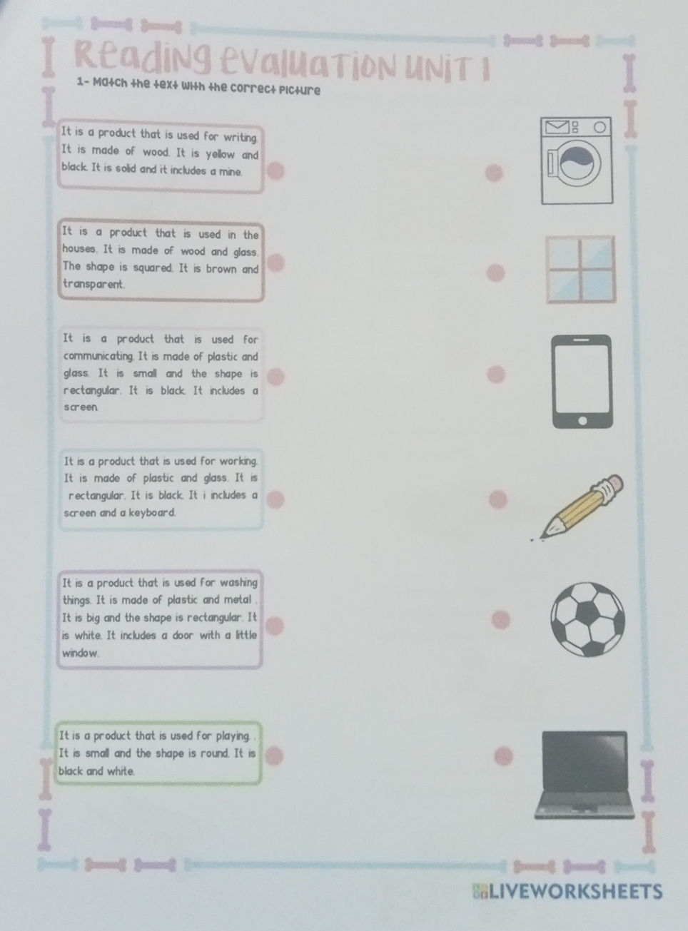 1- Match the text with the correct Picture | StudyX