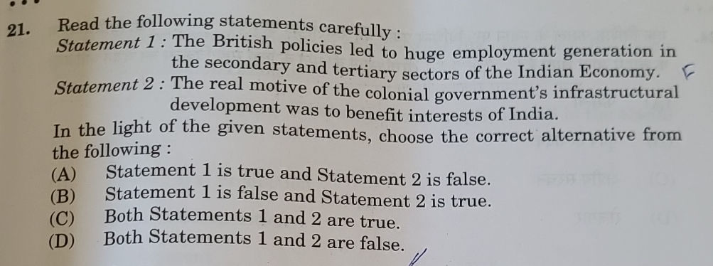 21. Read the following statements carefully | StudyX