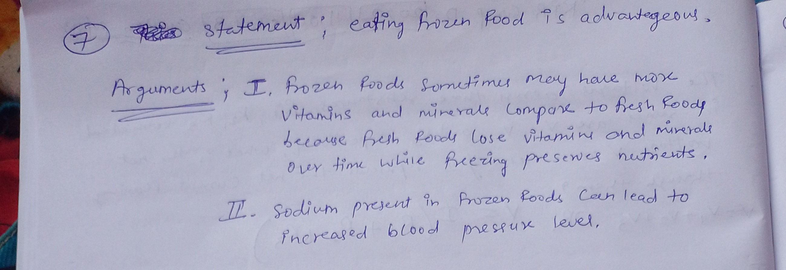 7 statement: eating frozen food is | StudyX