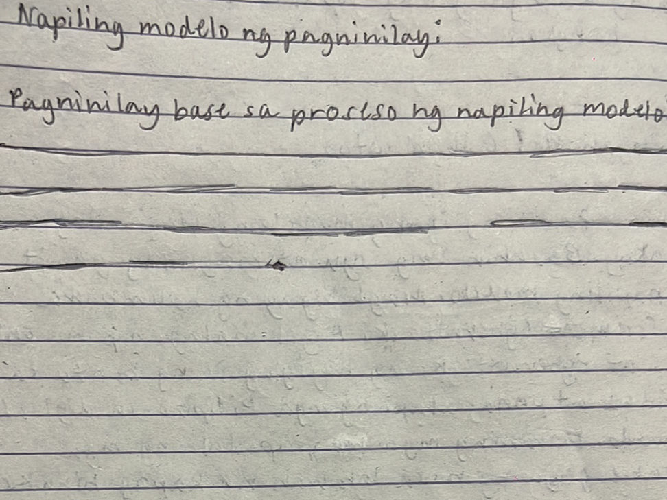 Napiling modelo ng pagninilay: Pagninilay | StudyX