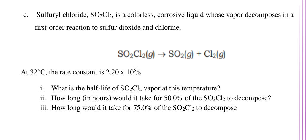 c. Sulfuryl chloride, SO2Cl2, is a | StudyX