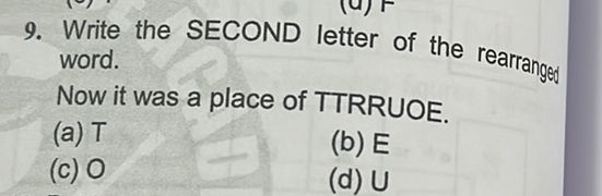 9. Write the SECOND letter of the rearranged | StudyX