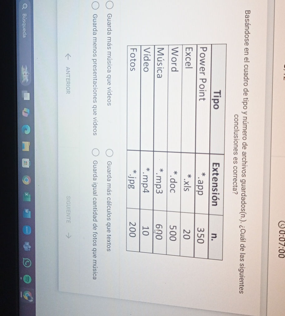 Basándose en el cuadro de tipo y número de