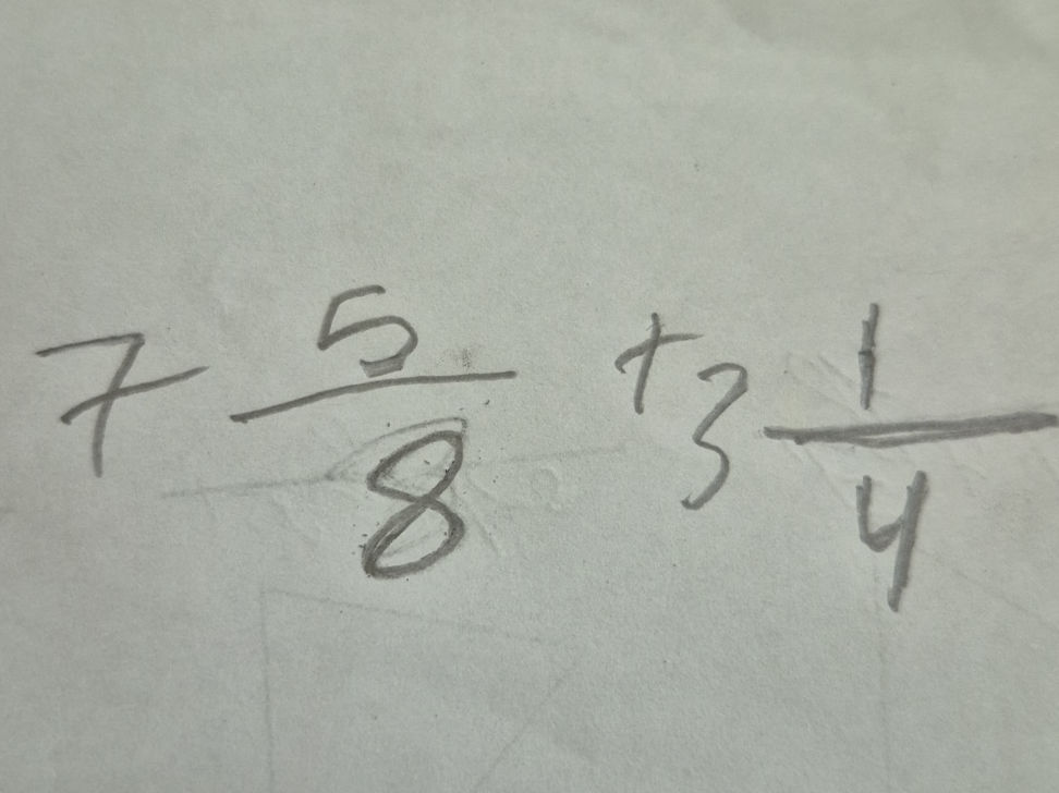 Adding Mixed Numbers: $7 5/8 + 3 1/4 | StudyX