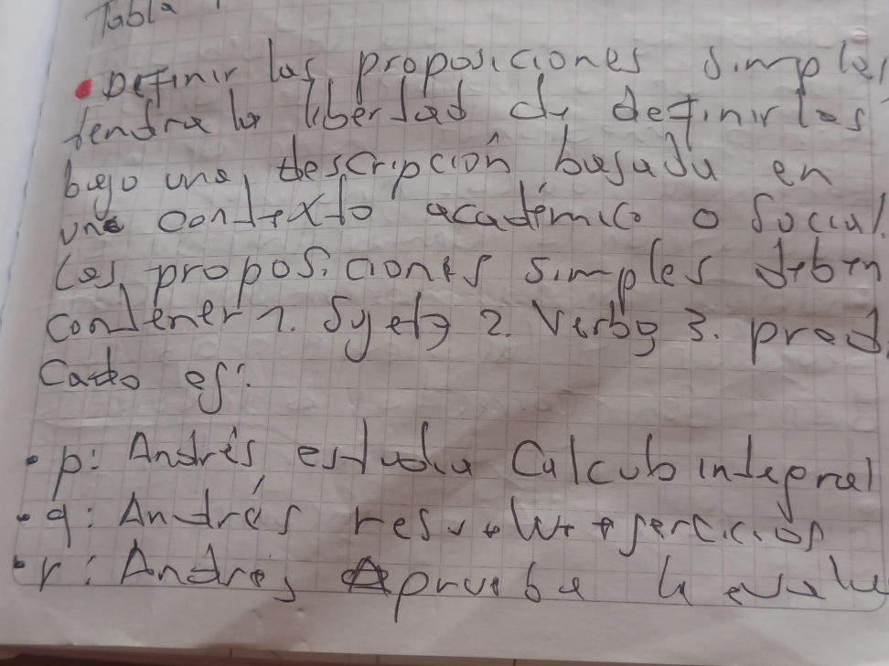 Definir las proposiciones simples. Las | StudyX