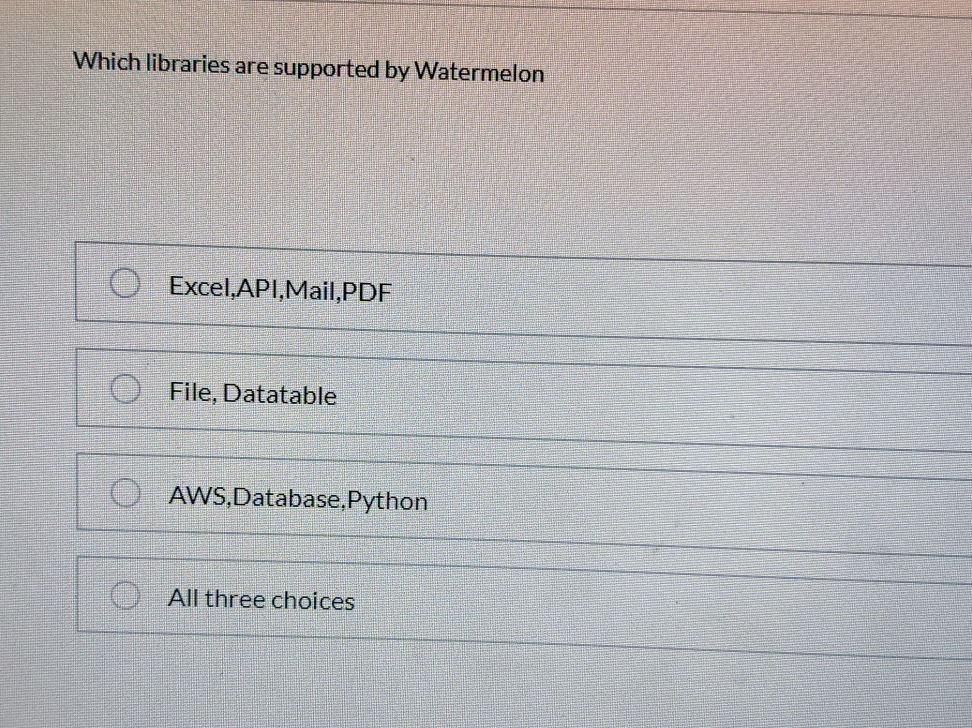 Which libraries are supported by Watermelon? | StudyX