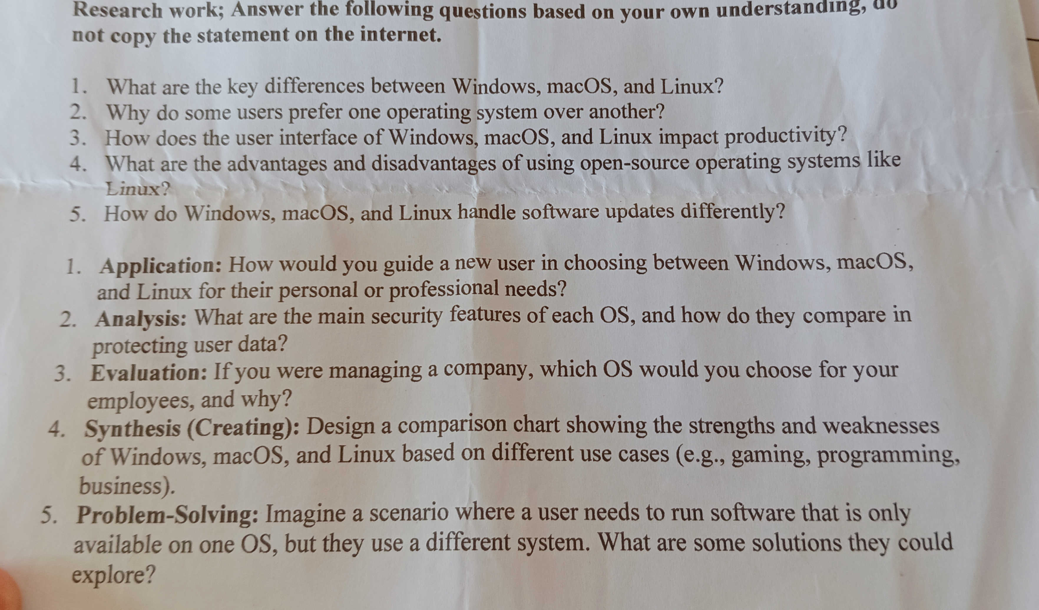 Research work; Answer the following | StudyX