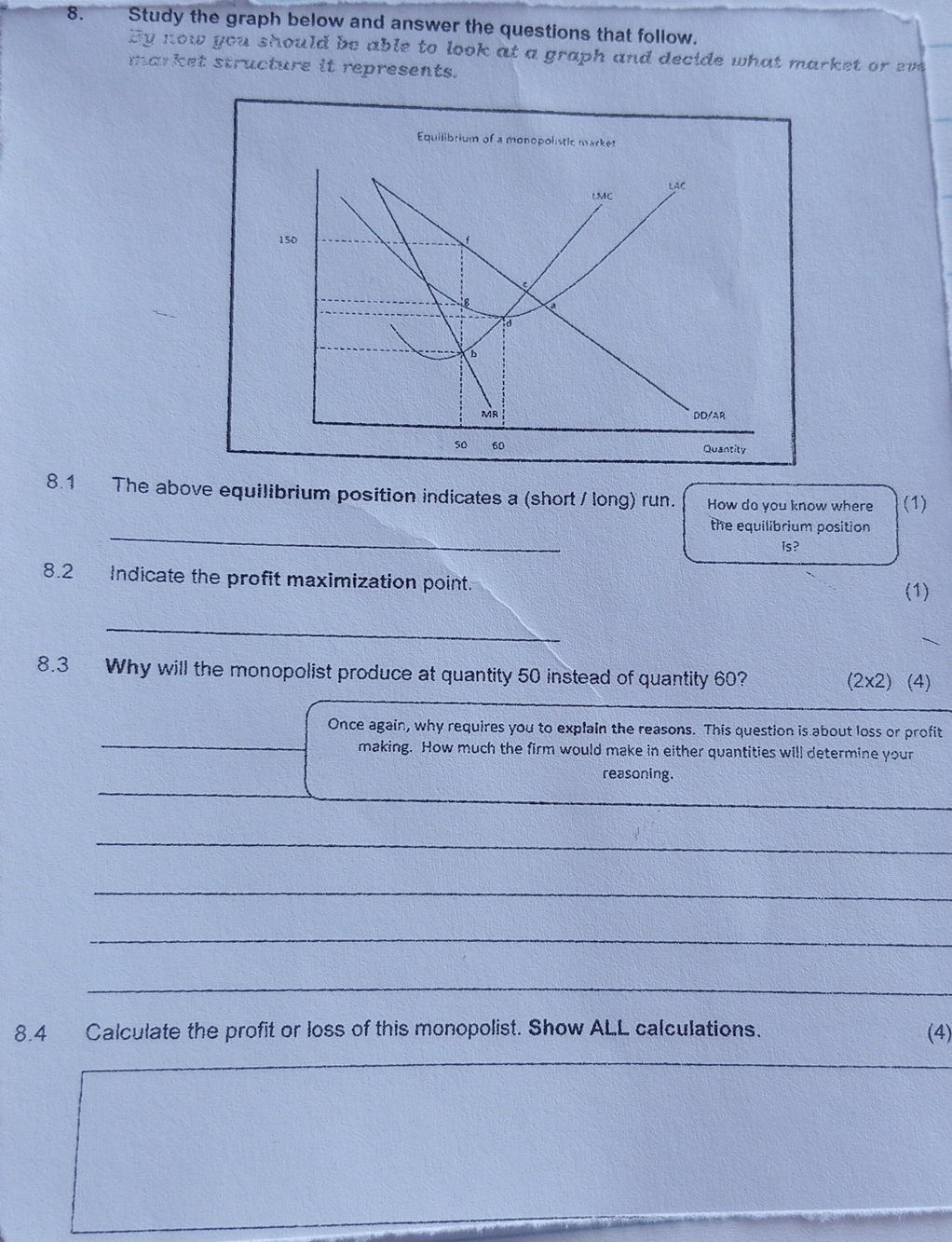 8. Study the graph below and answer the | StudyX
