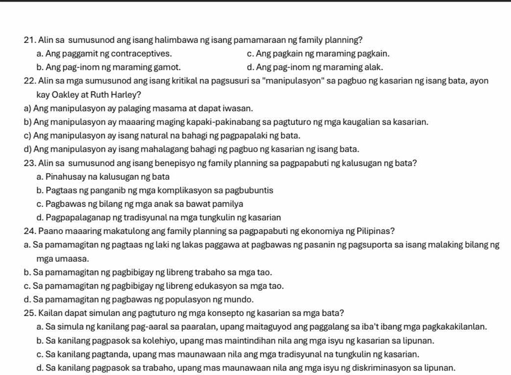 21. Alin sa sumusunod ang isang halimbawa ng | StudyX