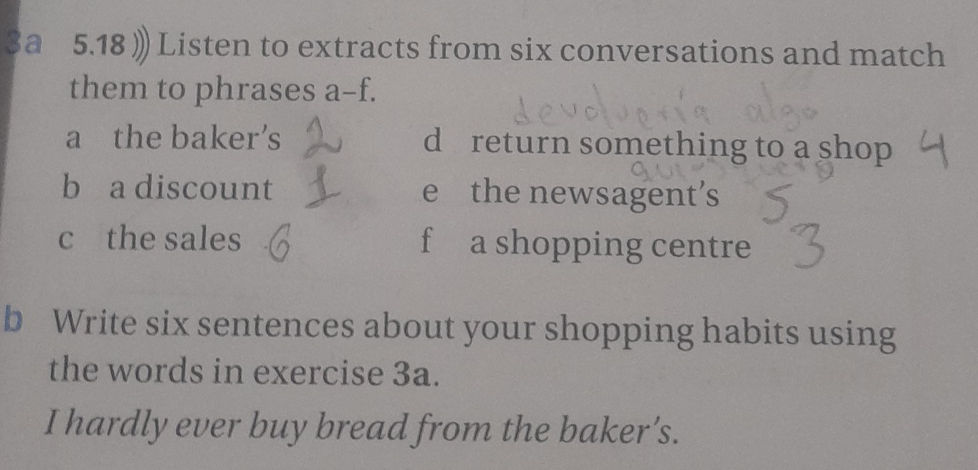 3a 5.18) Listen to extracts from six | StudyX