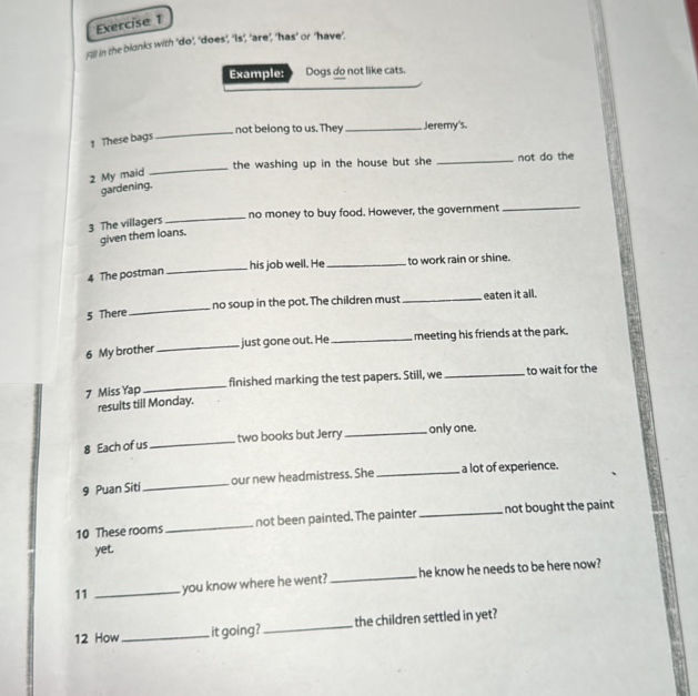 Exercise 1 Fill in the blanks with 'do', | StudyX