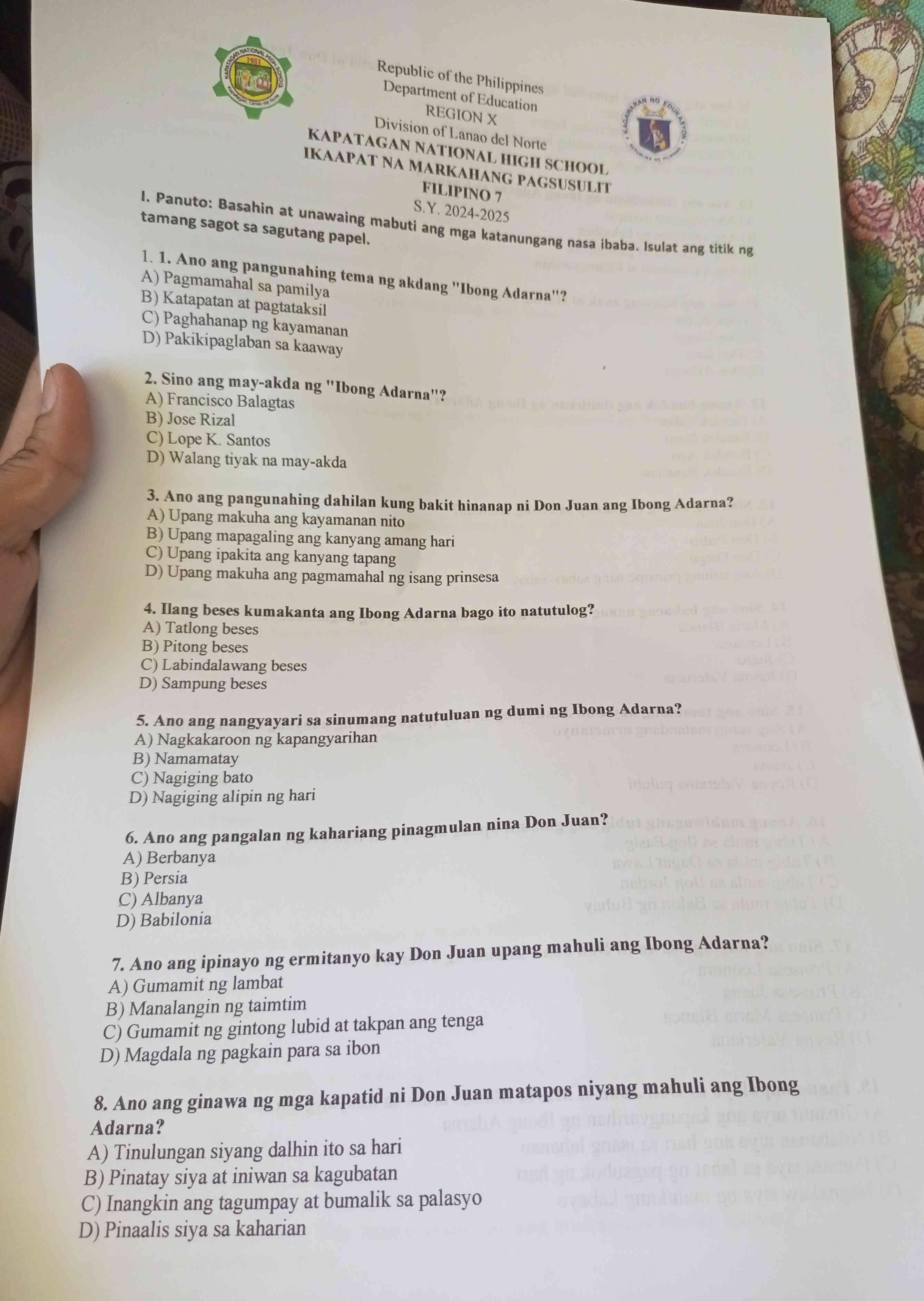 1. 1. Ano ang pangunahing tema ng akdang | StudyX