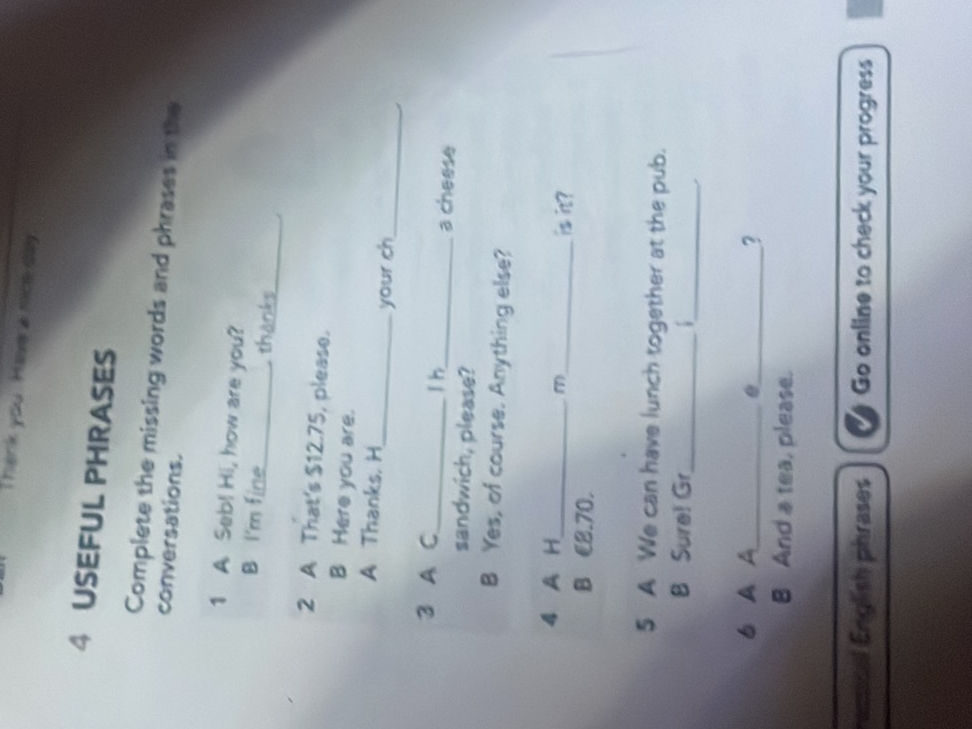 4 USEFUL PHRASES Complete the missing words | StudyX