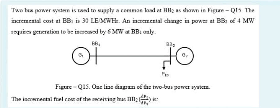 Two bus power system is used to supply a | StudyX